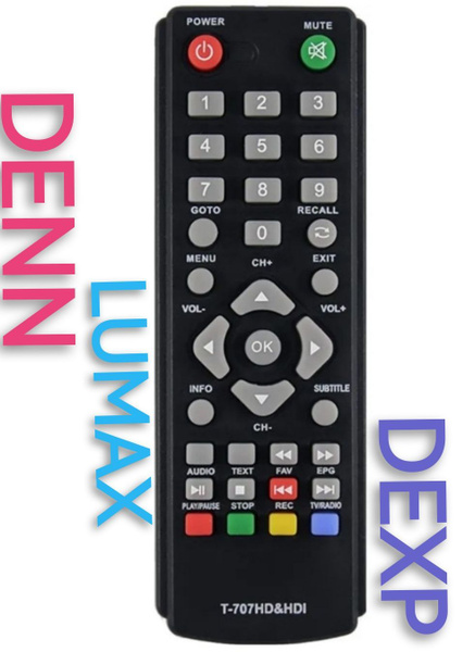 Пульт ДУ HUAYU Пульт T-707HD&HD1 для DVB-T2 приставок DENN, LUMAX и DEXP - купить по выгодной ...