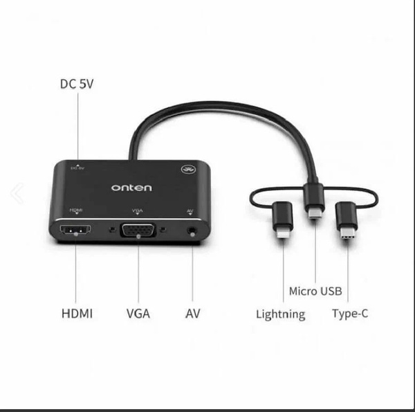 Адаптер переходник конвертер 3в1 с Lightning/Type-C/Micro USB на HDMI ...