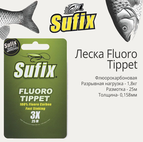 Флюорокарбоновая леска для рыбалки SUFIX Fluoro Tippet, 1 шт. по 25 м ...
