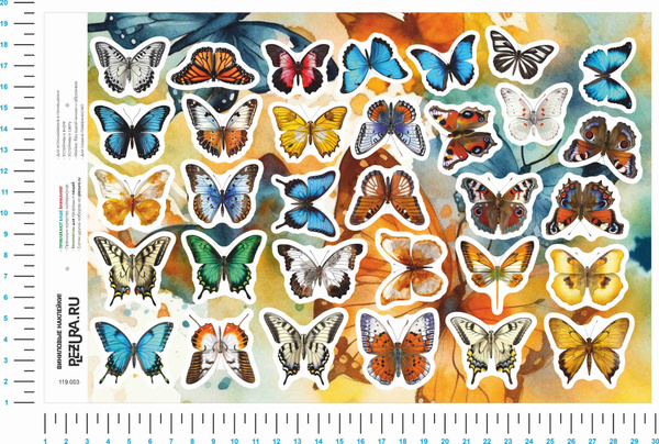 Наклейки с бабочками - как в природе, 32 наклейки, виниловые стикеры ...