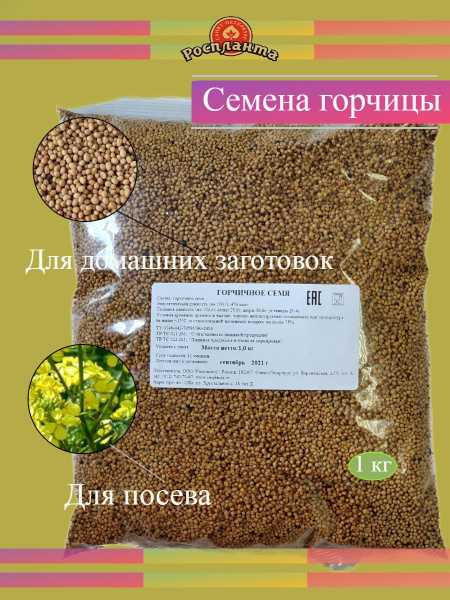 Семена горчицы, 1 кг Для приготовления горчицы, Для домашних заготовок ...
