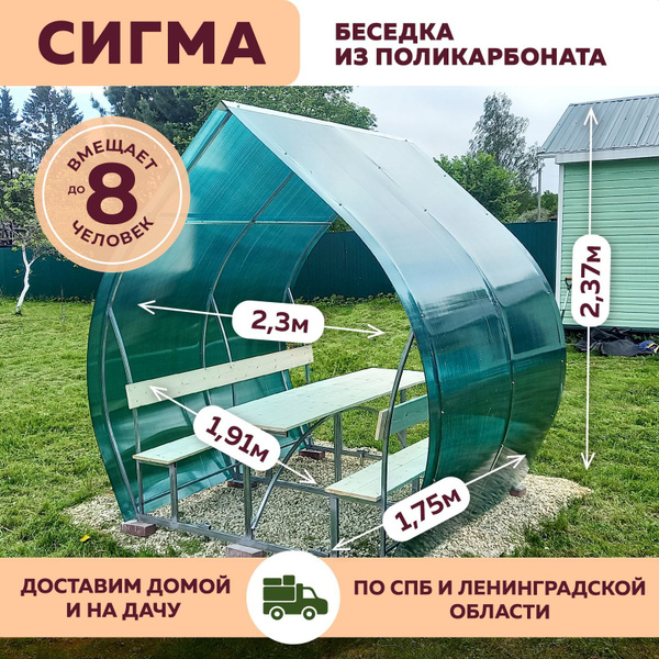Беседка Тепличный Выбор 230x237 см, Сотовый поликарбонат купить по ...