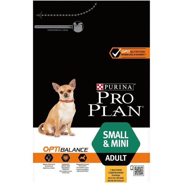 PRO PLAN для собак сухой 3кг Adult Small&Mini Курица с рисом для мелких ...
