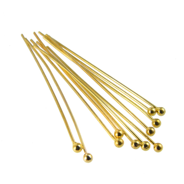 Пины для бижутерии South Korea Gold Tone (30 шт) (20х0,6 мм) с шариком ...