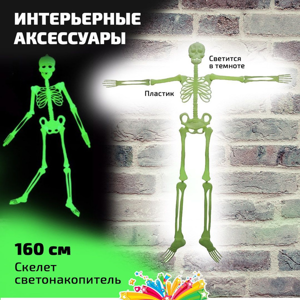 Украшение подвесное интерьерное Скелет светонакопитель - купить по ...