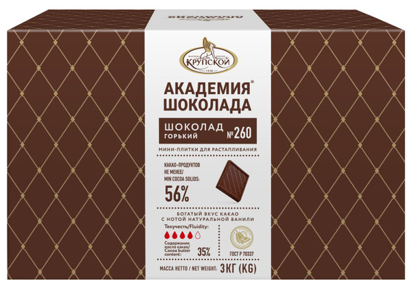 Шоколад Кондитерская фабрика Крупской горький, 3кг - купить с доставкой ...