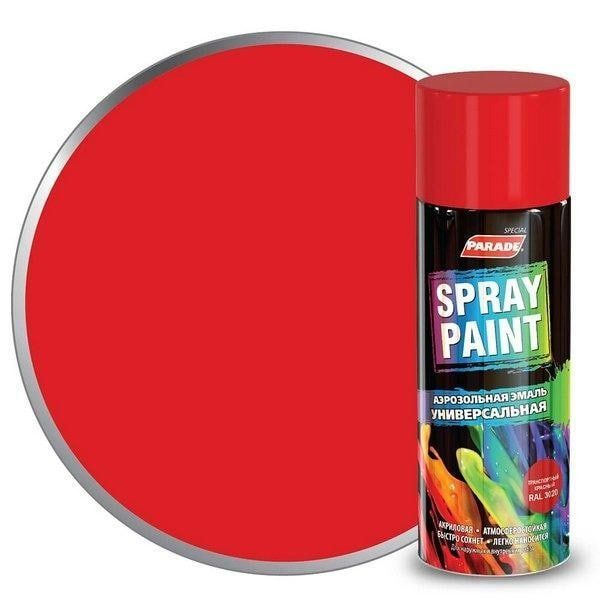 Аэрозольная краска Parade SPRAY PAINT RAL 3020 Транспортный-красный ...