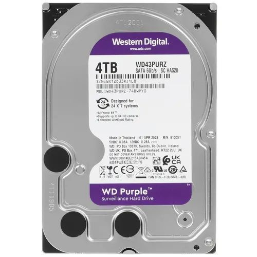 Жесткий диск Western Digital 4TB WD43PURZ Purple 6GB/S SATA 256MB WDC ...