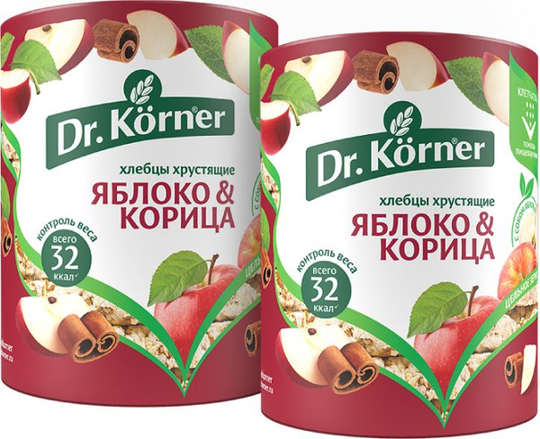 Хлебцы Dr. Korner Злаковый коктейль яблочный с корицей, 2 шт х 90 г ...