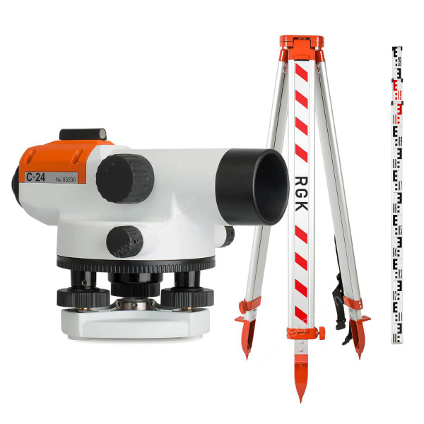 Купить Комплект оптический нивелир RGK C-24 + штатив S6-N + рейка RGK TS-7 с поверкой по низкой ...