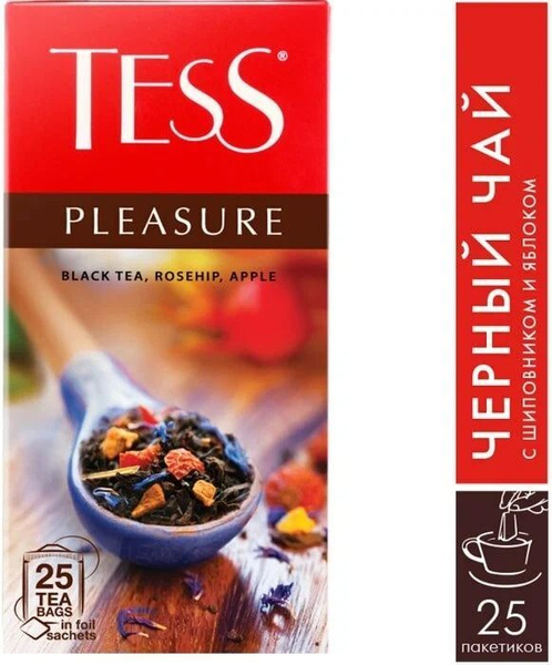 Чай Tess в пакетиках черный Pleasure 25 пак купить с доставкой по