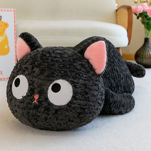 Кукла черного кота плюшевая игрушка кота с большими глазами тряпичная ...