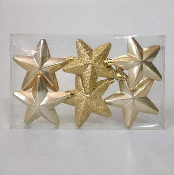 Набор елочных игрушек "Звездочки золотые"/8 см/6 шт. купить c доставкой ...