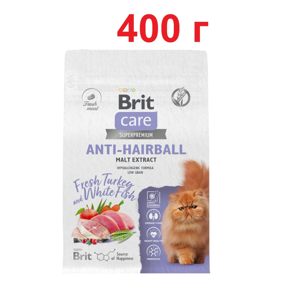 Brit Care Cat Anti-Hairball 400 г сухой корм для взрослых кошек для ...