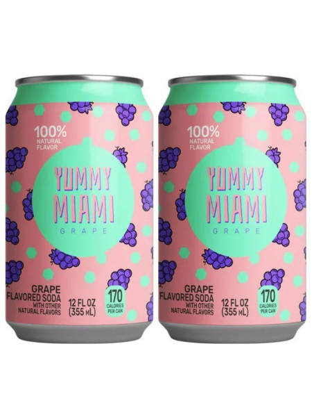 Газированный Напиток Yummy Miami Grape 2 шт по 355мл, США х 2шт ...