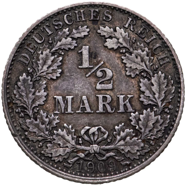 Монета Германия 1/2 марки mark 1909 Dзнак монетного двора: D - Мюнхен - купить в интернет ...