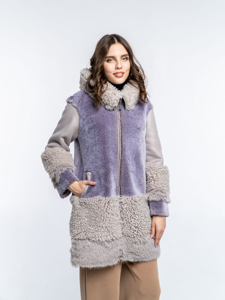 Шуба искусственная Baimuni, Зима, размер 46, цвет серый, темно-серый ...