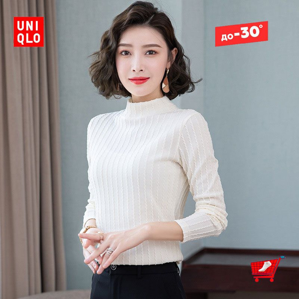 Стильный повседневный свитер Uniqlo,44,белый,S - купить с доставкой по выгодным ценам в интернет ...