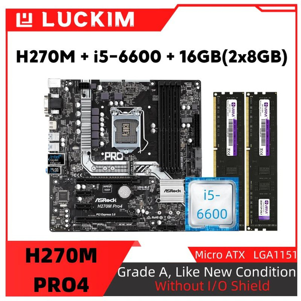 Материнская плата ASRock H270M PRO4+i5-6600+16GB(2x8GB) купить по ...