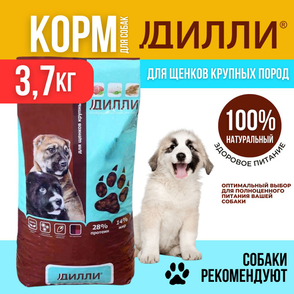 Корм сухой для собак Дилли / Для щенков крупных пород, 3,7 кг - купить ...