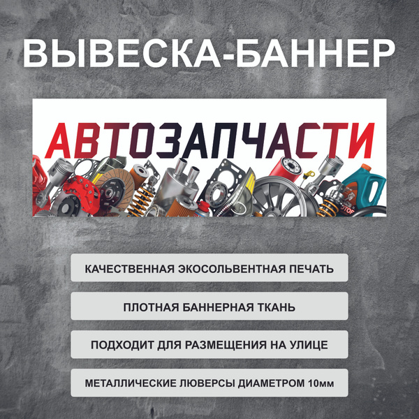 Вывеска баннер "Автозапчасти" цветная, уличная рекламная вывеска ...