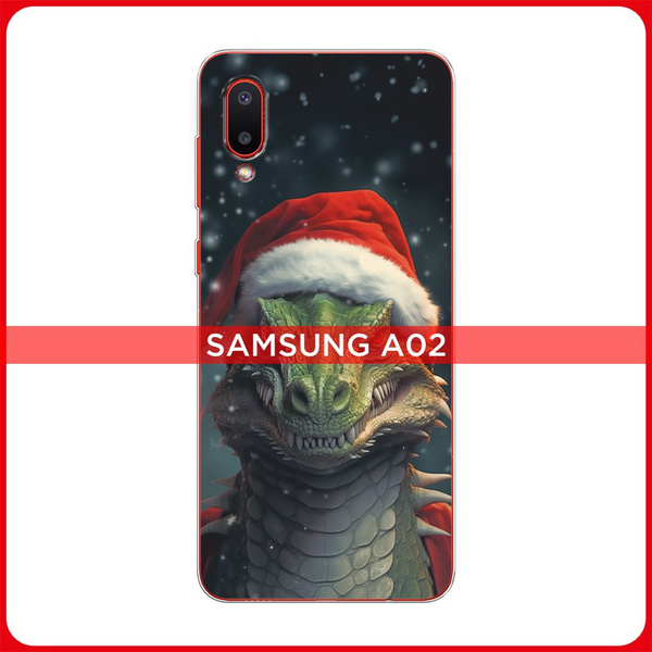Силиконовый чехол на Samsung Galaxy A02 / Самсунг А02 "Новогодний ящер ...