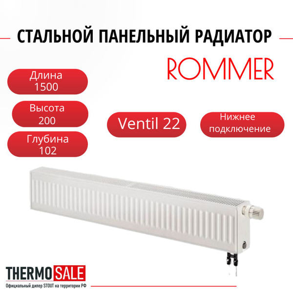 Панельный радиатор Rommer Радиатор стальной панельный ROMMER нижнее ...