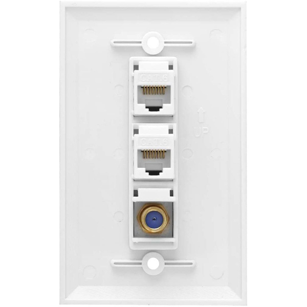 Настенная коаксиальная панель Ethernet 2 порта Cat6 Rj45 Keyone и 1
