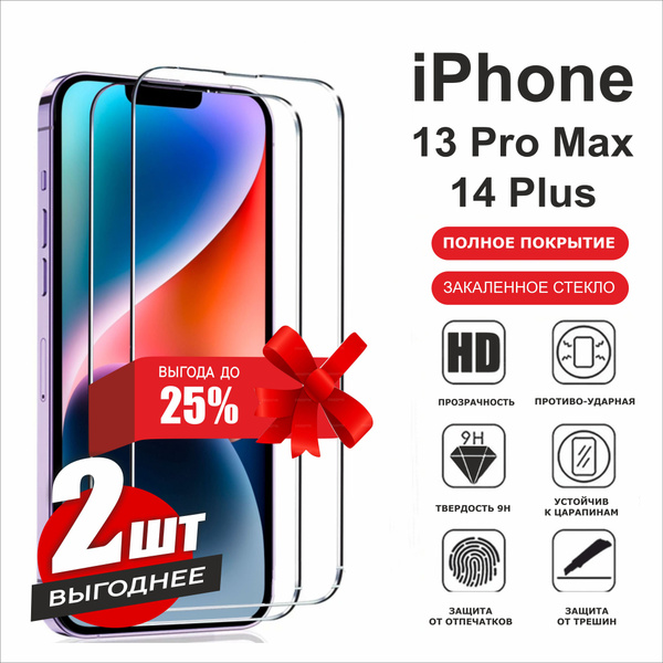 Защитное стекло для iPhone 14 Plus/13 Pro Max, Противоударное стекло на ...