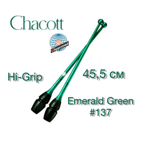Булавы CHACOTT комбинированные 45 см черно-изумрудные с улучшенным захватом (col. EMERALD GREEN ...
