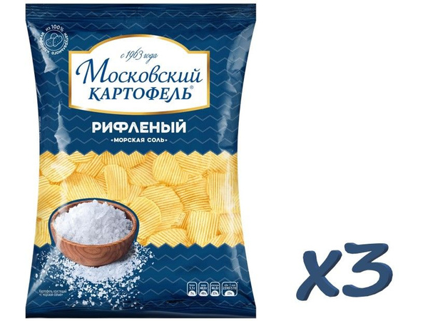 Чипсы картофельные рифленые МОСКОВСКИЙ КАРТОФЕЛЬ с морской солью, 130г ...