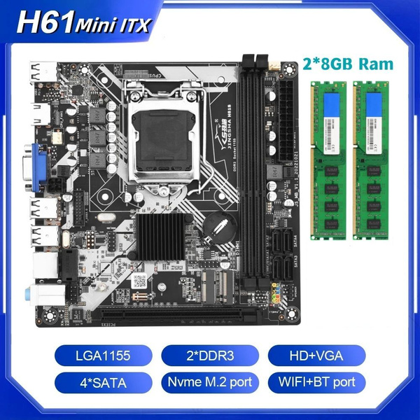 Материнская плата JINGSHA H61 LGA1155 Mini ITX + 2*8GB DDR3 1600 купить по низкой цене с ...