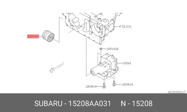 Фильтр масляный Subaru 15208AA031 - купить по выгодным ценам в интернет ...