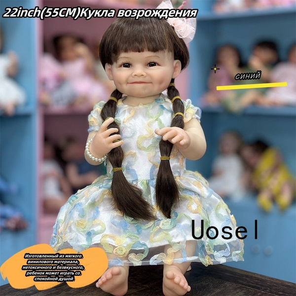 Мягкая 55см кукла Реборн для девочек с сменными нарядами, многоразовая ...
