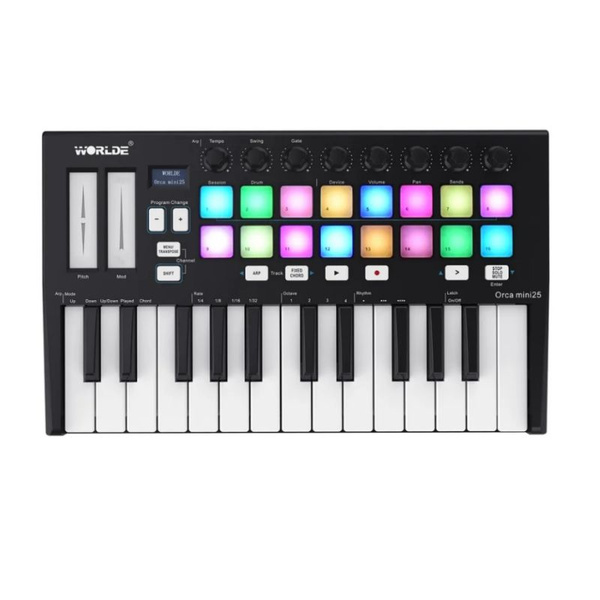 Мини-клавиатура Worlde Orca для midi-аранжировщика с цветной подсветкой ...