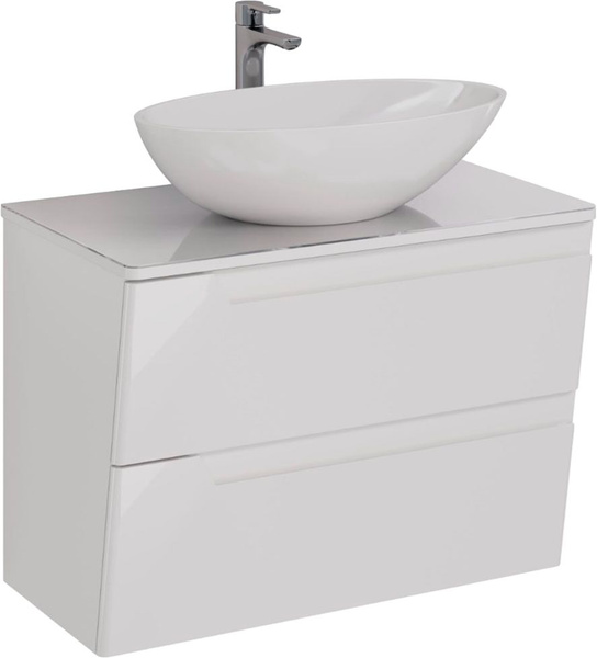 Тумба с раковиной Lemark Miano 80 подвесная, 73, 8 см, из МДФ, овальная, из фарфора, со ...