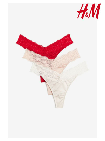 Комплект трусов стринги H&M, 3 шт - купить с доставкой по выгодным ценам в интернет-магазине ...