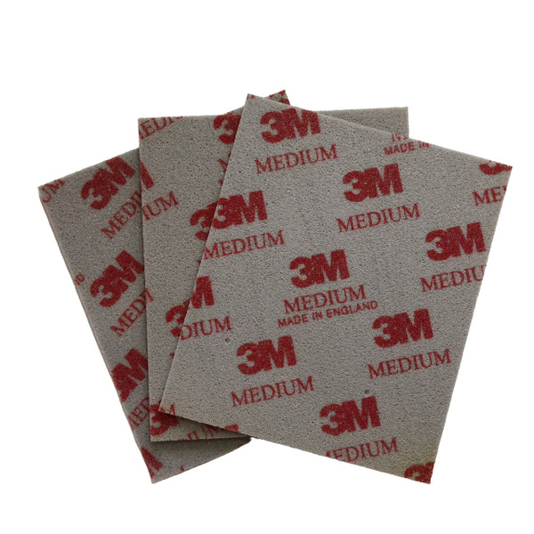 Губка абразивная 3M Medium Р120-180 односторонняя 115х140мм, 02606, 3шт ...