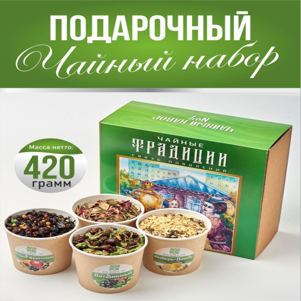 Чай подарочный набор крупнолистовой рассыпной в банках 420 г - купить с ...