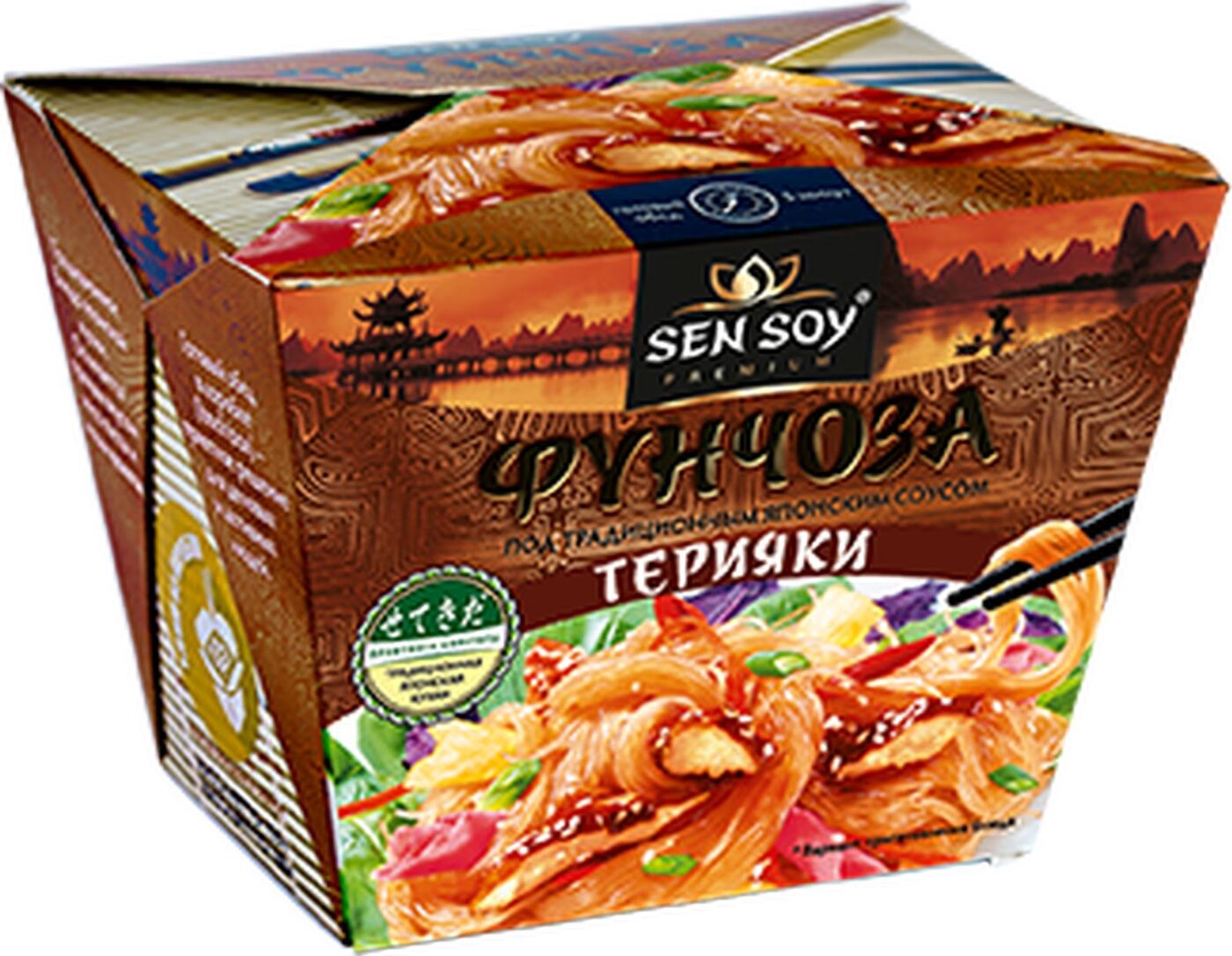 Макароны Sen Soy Фунчоза под Японским соусом Teryaki, 125 г х 12 шт ...
