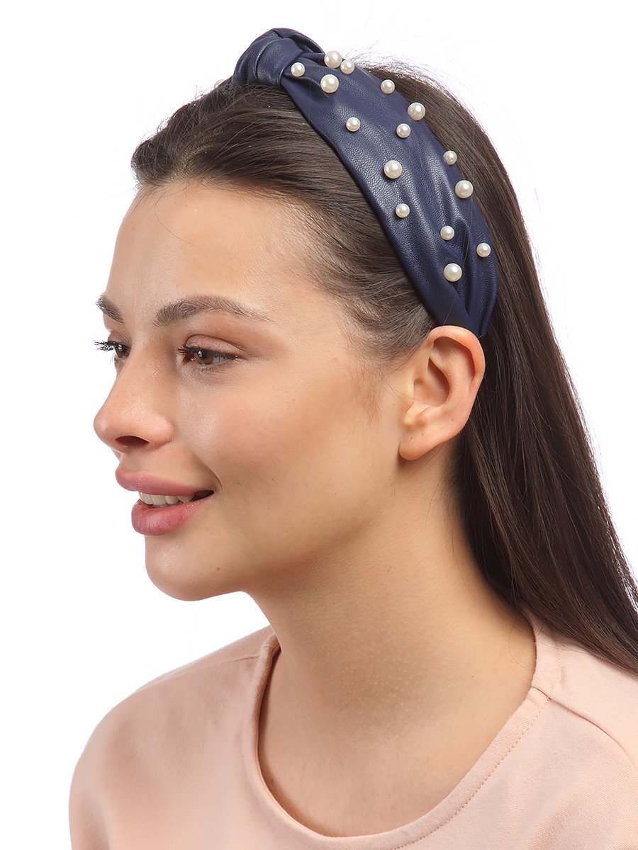 Ободок для волос женский, мягкий, декорирован искусственной кожей и ...