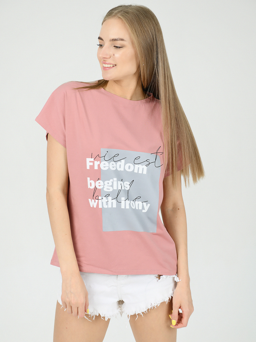 Футболка SOVAlina, размер 46, цвет розовый, 92%хлопок; 8%эластан ...