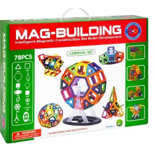 Магнитный конструктор Mag-Building 78 колеса и карусель - купить с ...