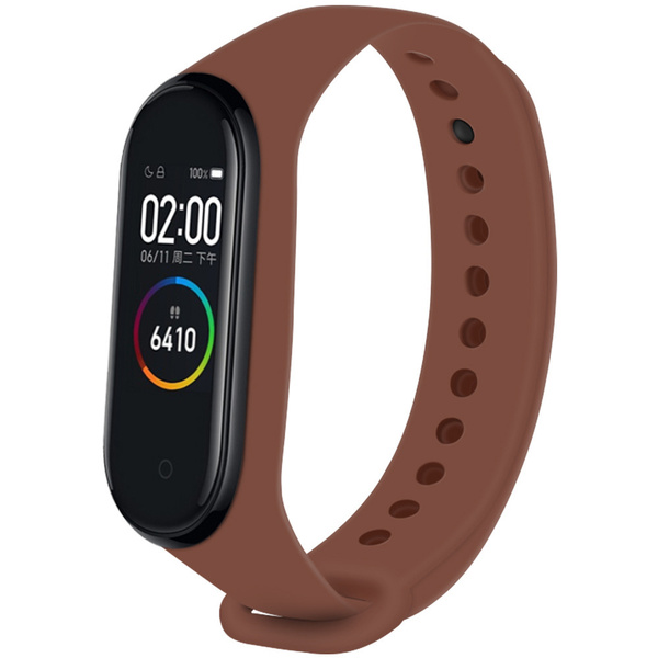 Ремешок для фитнес-браслета Xiaomi Mi Band 3/4, коричневый. Силиконовый ...