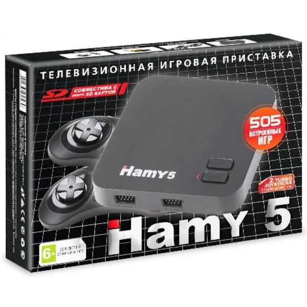 Игровая приставка HAMY 5. Это 8 Bit и 16 Bit 2 в 1 + 505 игр. Черная ...