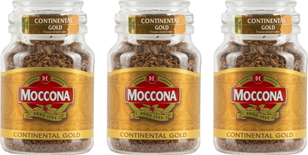 Кофе Moccona Continental Gold, растворимый, стекл. банка, 95 г х 3 шт ...
