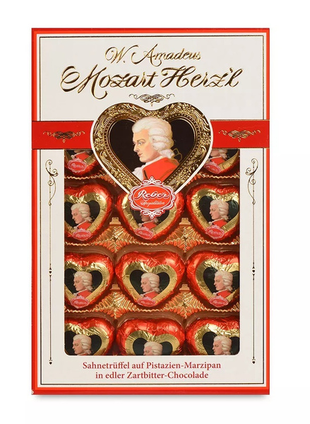 Конфеты в коробке Reber Mozart Herz‘l, трюфель, горький шоколад ...