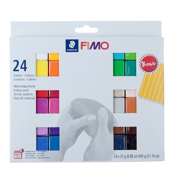 Fimo, Пластика - полимерная глина набор, Soft, 24 цвета по 25 грамм ...