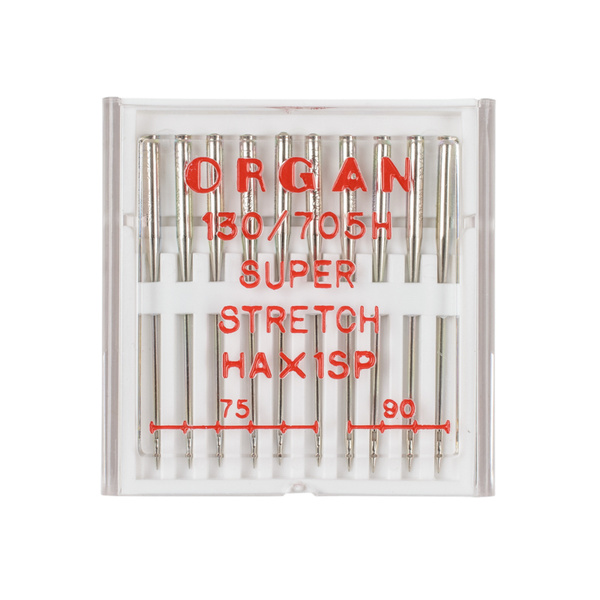 Иглы супер стрейч к бытовым швейным машинам №75-90 (10 шт.) Organ 130/705H HAx1SP SUPER STRETCH ...