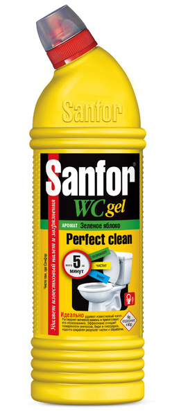 SANFOR WС гель, средство для туалета, Зеленое яблоко, 750 мл - купить с доставкой по выгодным ...